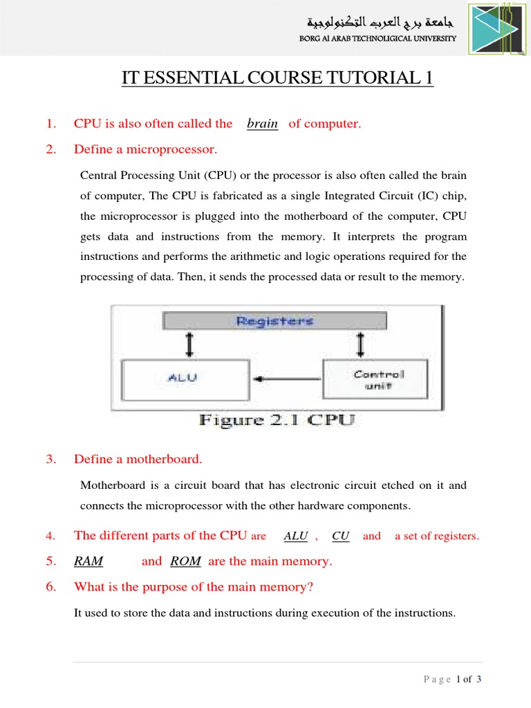 IT Essential - Tutorial 1 - Answer - Final | PDF | Central Processing Unit | 64 Bit Computing