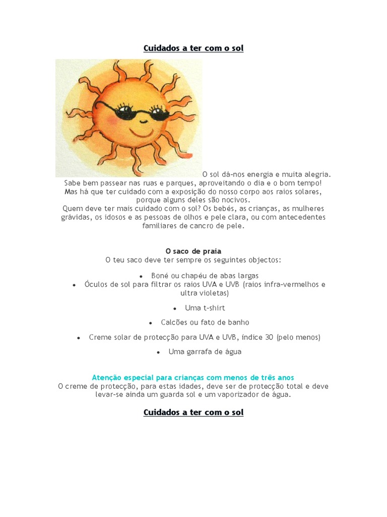 Cuidados A Ter Com o Sol | PDF | Queimadura | Calor