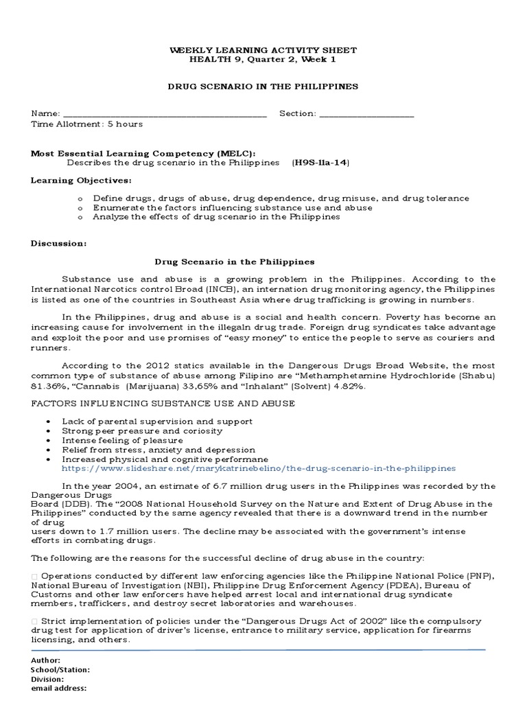 Health 9 Q2 WK1 | PDF | Substance Abuse | Drugs