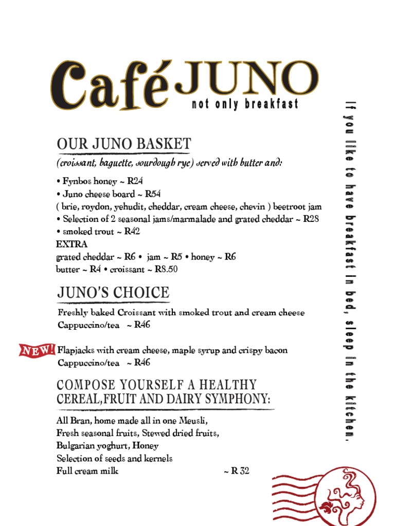 Cafe Juno Menu D | PDF | Foods | Cuisine