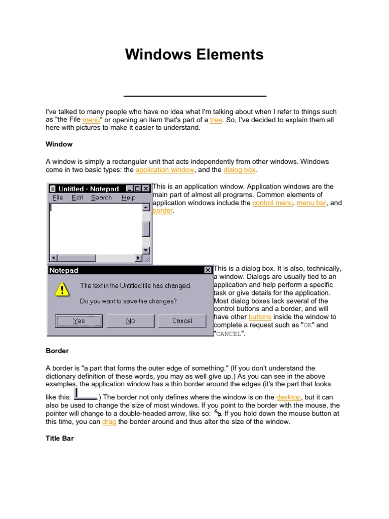 Windows Elements | PDF | Button (Computing) | Icon (Computing)