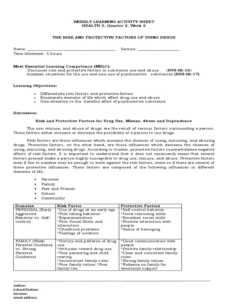 Health 9 Q2 WK2 | PDF | Psychoactive Drugs | Substance Abuse