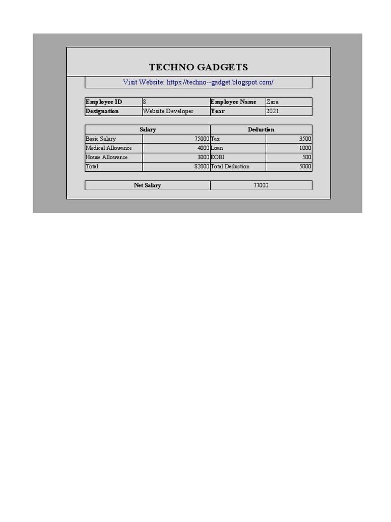 ICT LAB 2nd Excel Assignment ' Salary Slip' | PDF
