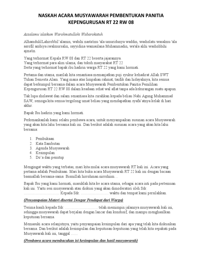 Naskah Teks Rapat RT | PDF