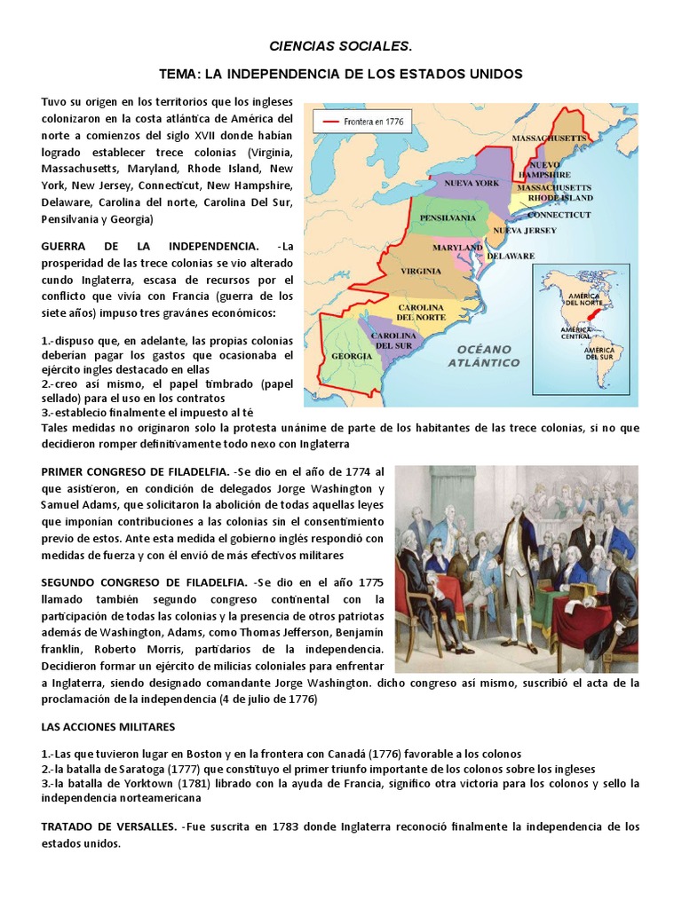 La Independencia de Los Estados Unidos | PDF | Trece colonias ...