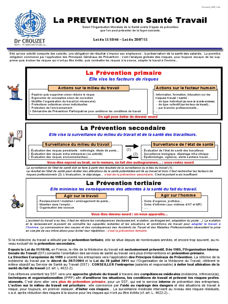 Prévention en Santé au Travail | PDF | Prophylaxie | Risque