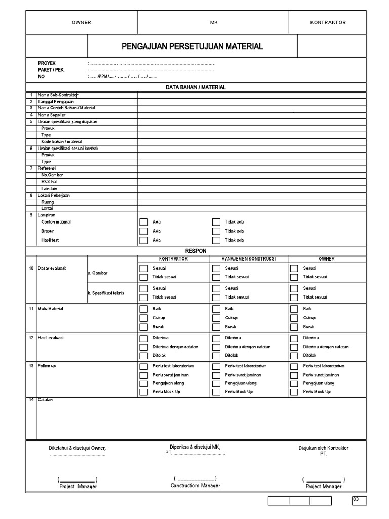 Pengajuan Persetujuan Material | PDF