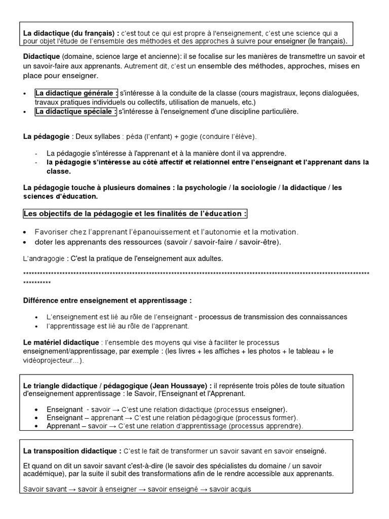 Didactique Du FLE Résumé | PDF | Pédagogie | Méthode d'enseignement