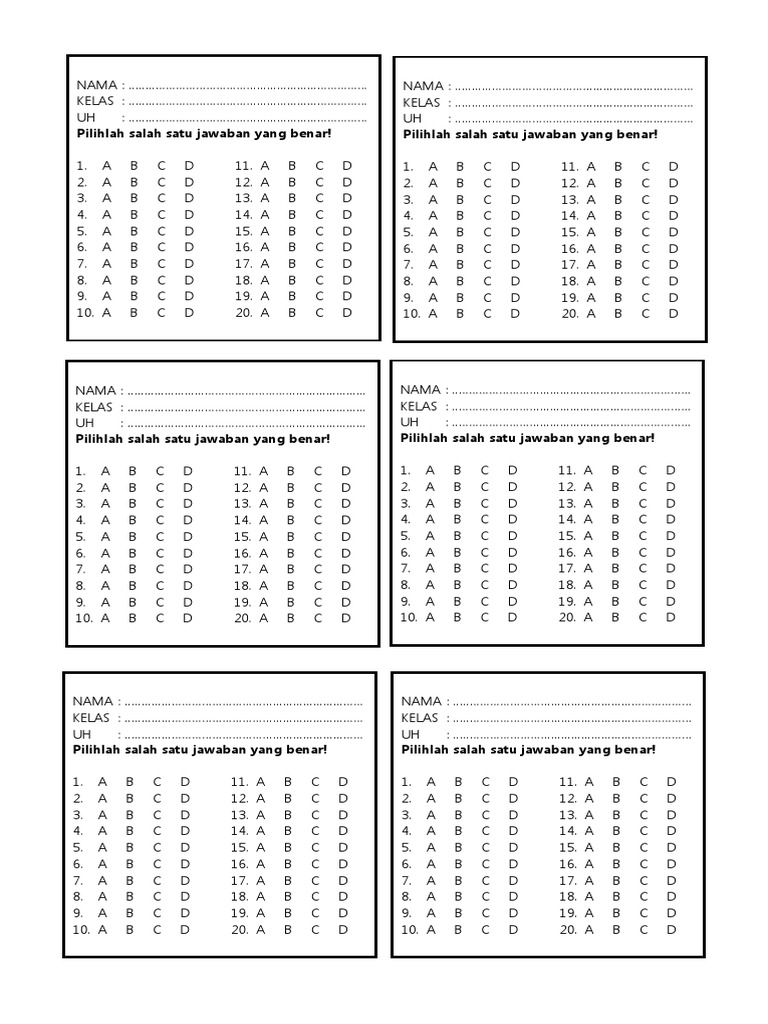 Format Lembar Jawaban Abcd | PDF