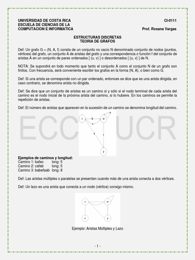 Teoría de Grafos: Definiciones y Ejemplos | PDF | Vértice (teoría de ...