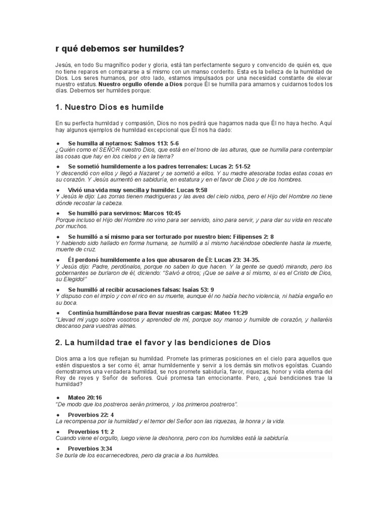 Porqué Debemos Ser Humildes | PDF | Jesús | Dios