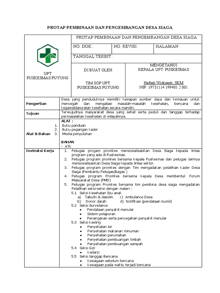 Sop Pembinaan Dan Pengembangan Desa Siaga | PDF