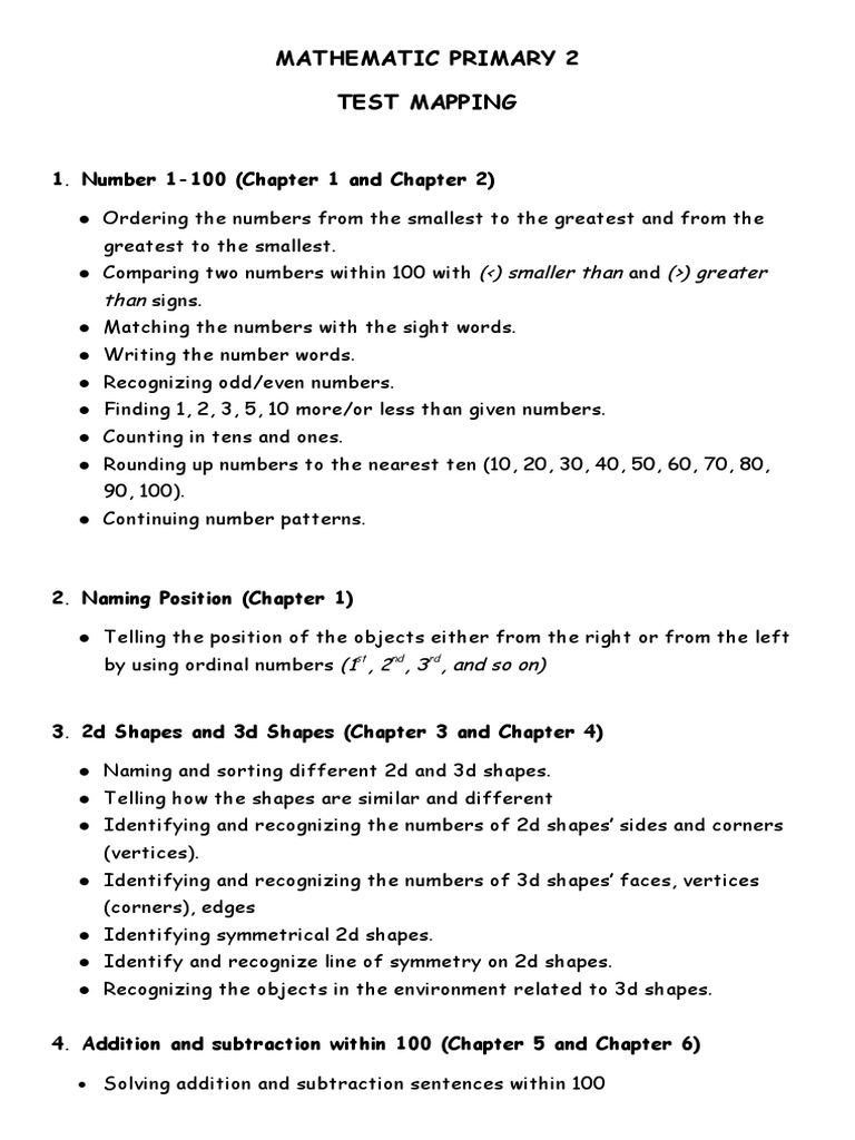 Pas Test Mapping - Math2 | PDF