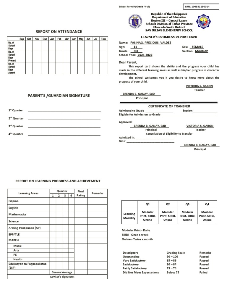 Report Card 2021 2022 | PDF