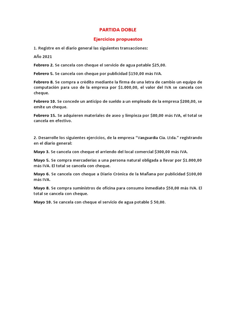 Ejercicio Partida Doble | PDF