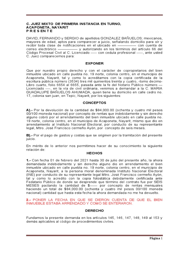 Demanda Civil | PDF | Gobierno | Justicia