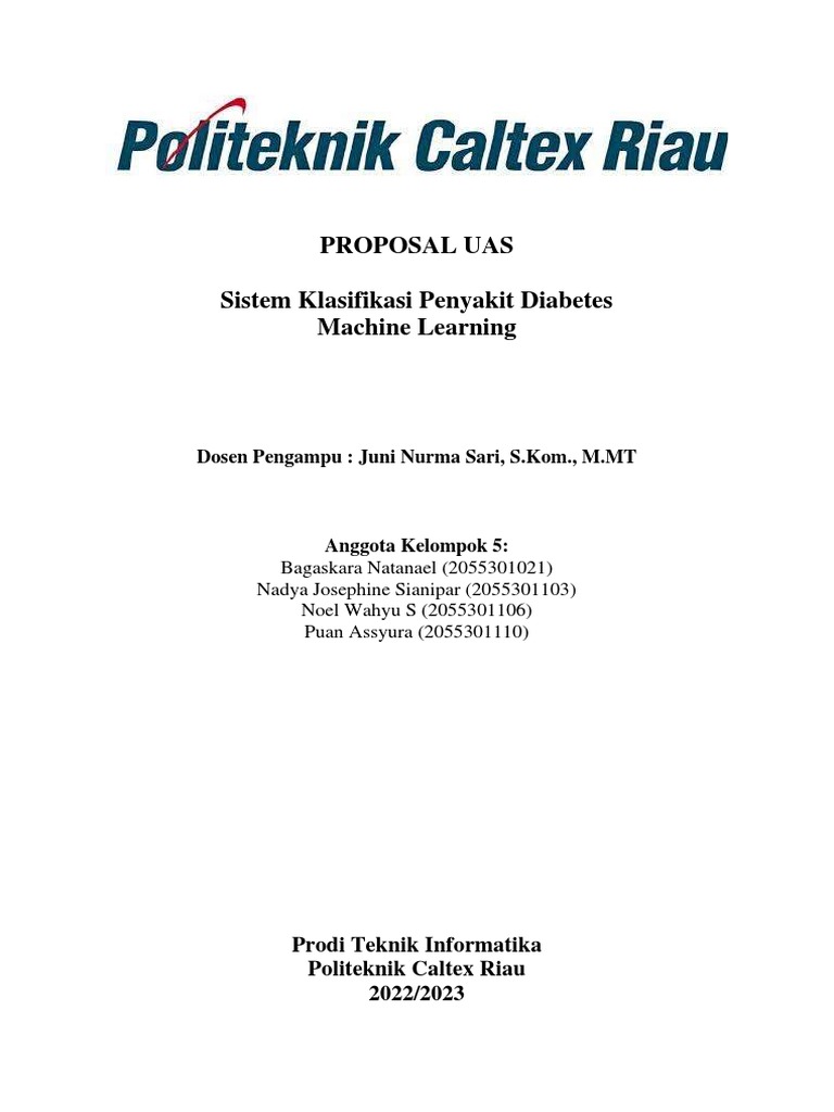 PROPOSAL UAS KEL5 - Implementasi Machine Learning | PDF | Kesehatan Holistik