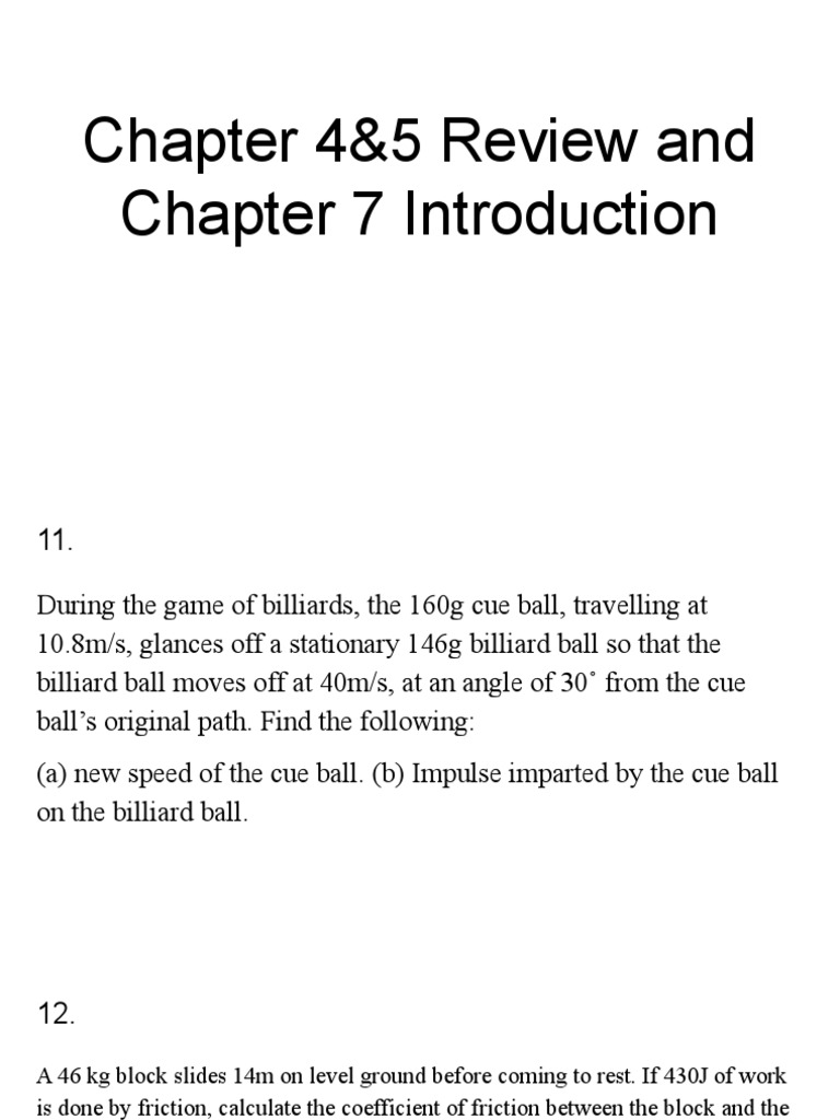 Chapter 4&5 Review and Chapter 7 Introduction | PDF | Collision | Momentum