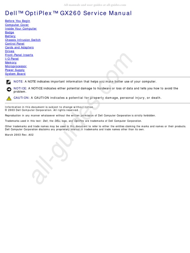 DELL Optiplex GX260 | PDF