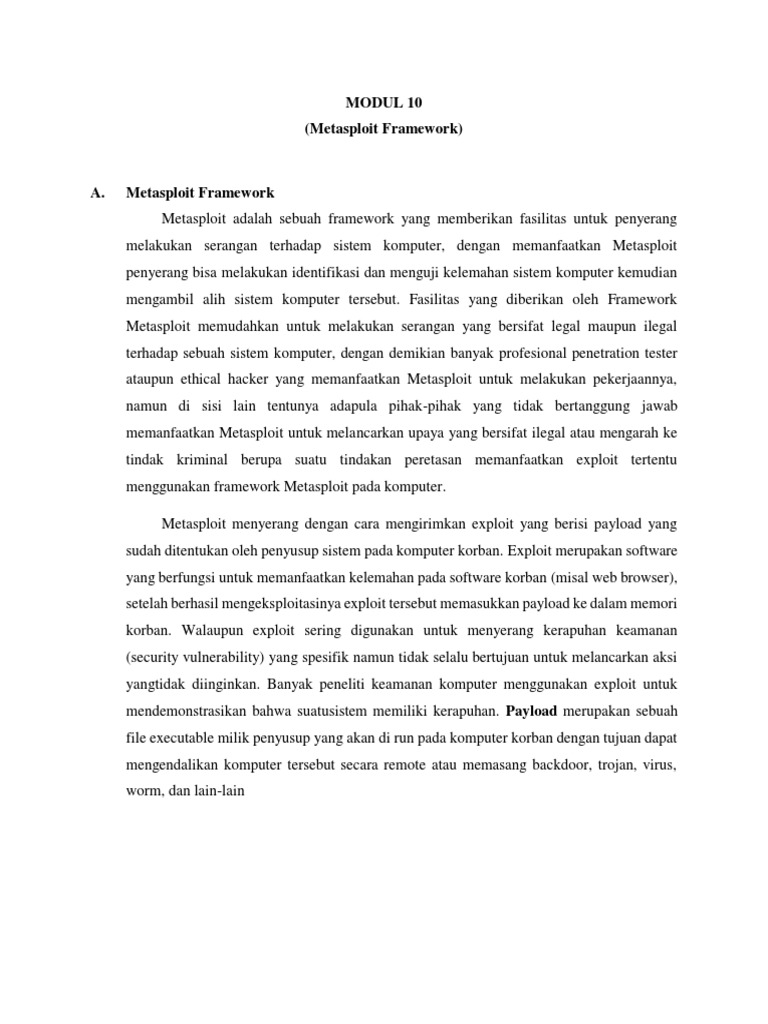 WKJ Modul 10 Metasploit Part 1 | PDF