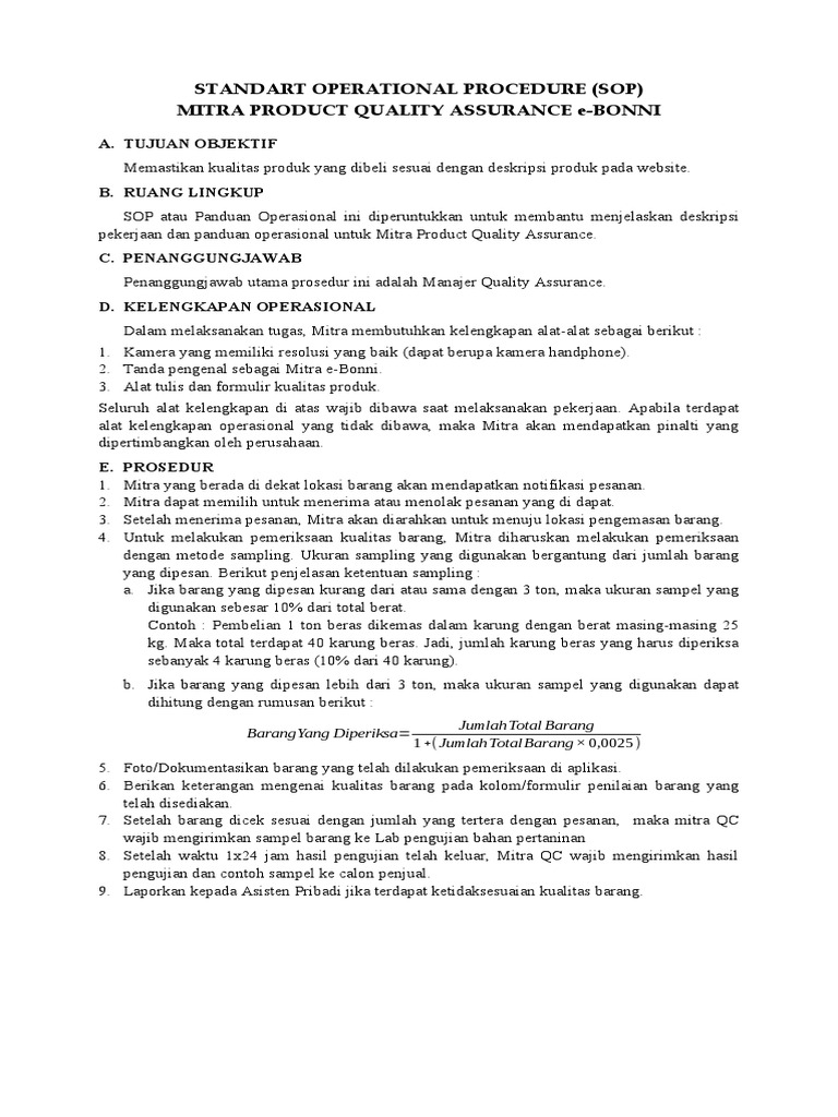 Sop QC | PDF | Teknologi & Rekayasa
