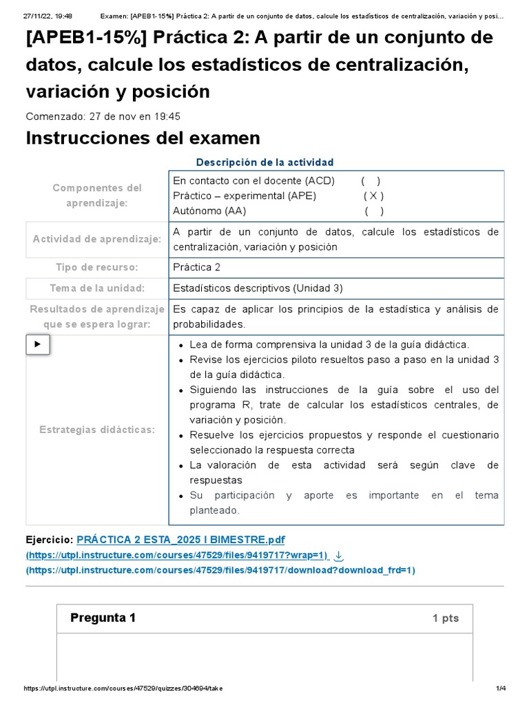 Practica Estadistica | PDF | Estadísticas | Prueba (evaluación)