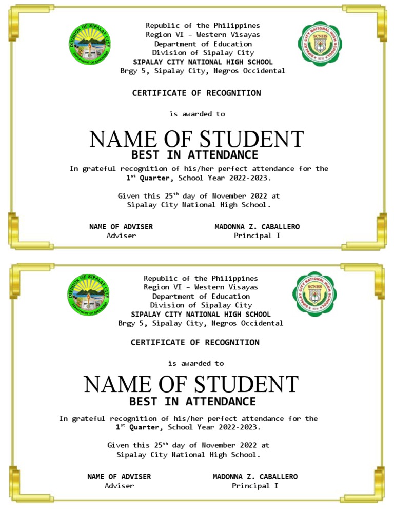 Perfect-Attendance Letter Format | PDF