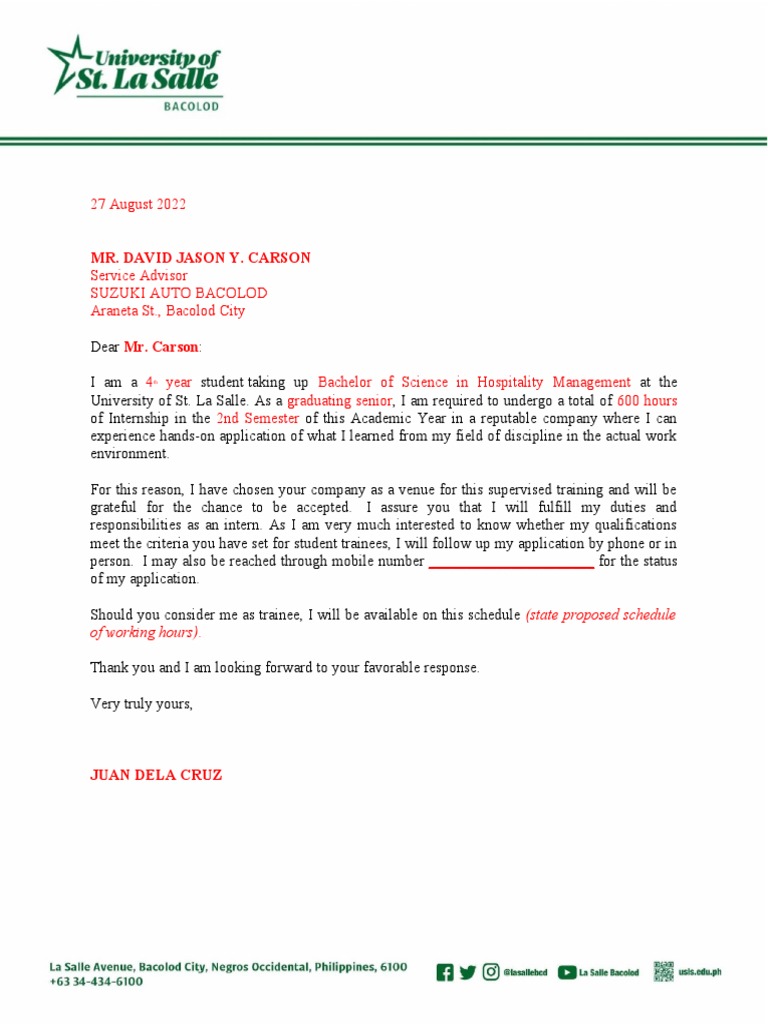 Application Letter Cba | PDF