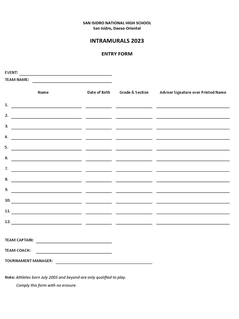 Entry Form | PDF