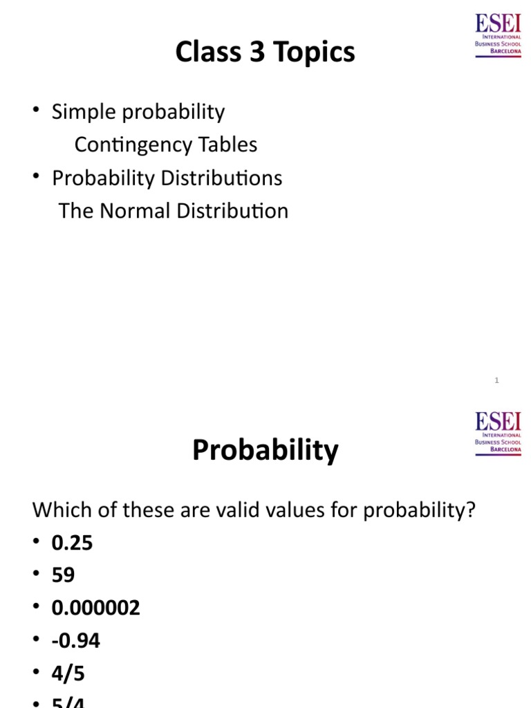 Class 3 Maths L5 Probability Distributions | PDF | Odds | Normal Distribution