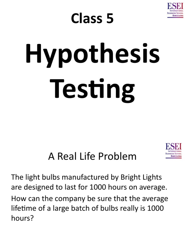 Class 5 ESEI Maths L5 Hypothesis Testing | PDF | Statistical ...