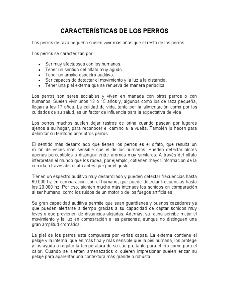 Características de Los Perros | PDF