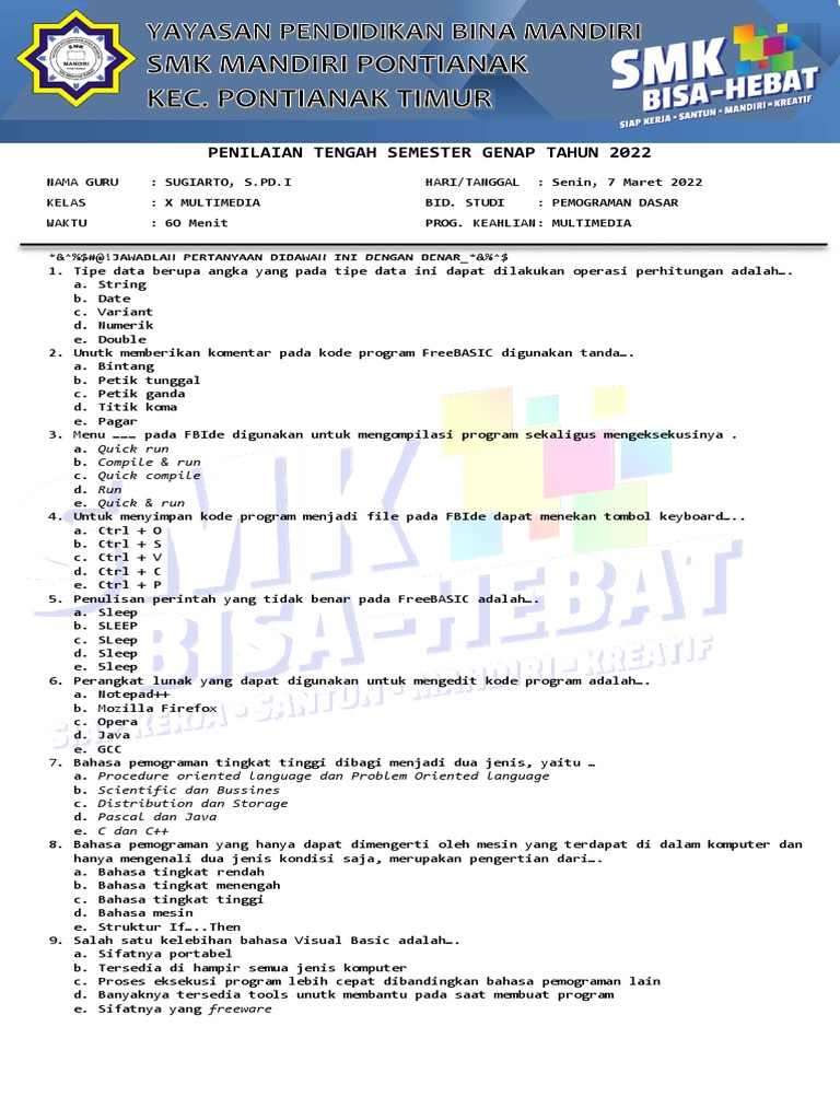 Soal Pemograman Dasar | PDF