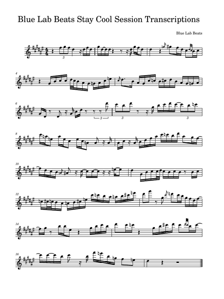 Blue Lab Beats Stay Cool Session Transcription 1 | PDF