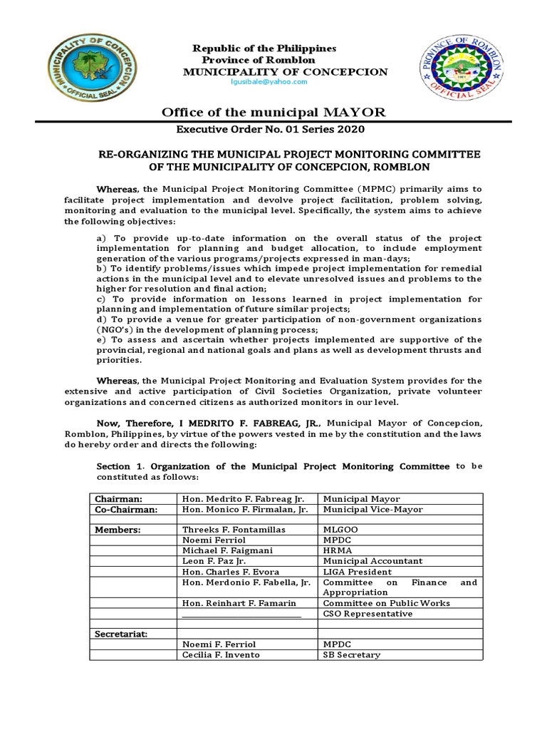 Municipal Project Monitoring Committee (MPMC) | PDF | Monitoring And ...
