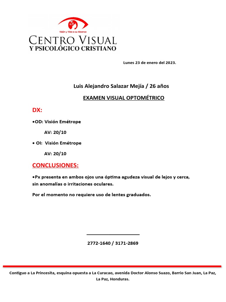Receta Optométrica 455 | PDF