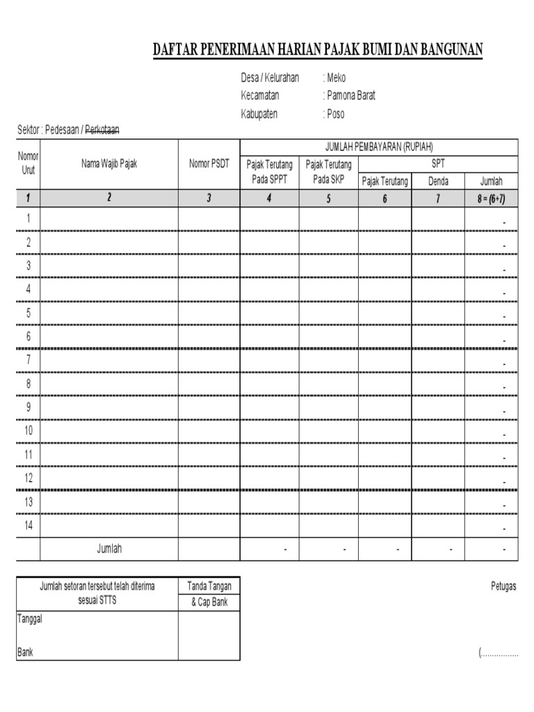 Daftar Pajak Bumi dan Bangunan Meko | PDF