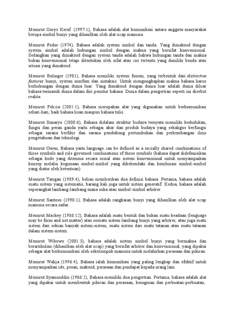 Definisi Bahasa Menurut Gorys Keraf | PDF | Kajian Bahasa Asing