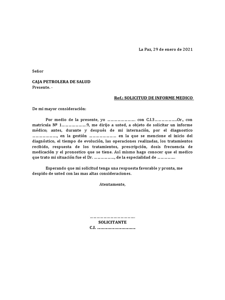 Sol. Informe Medico | PDF