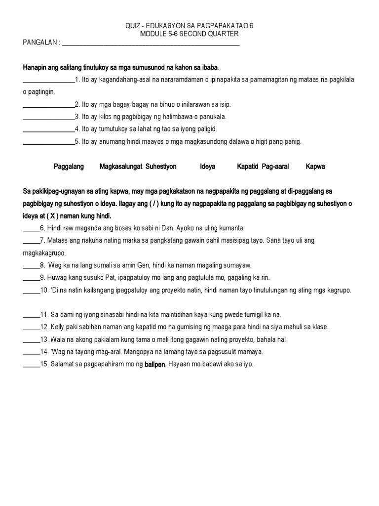 Esp Grade 6 ST5 &6 - Q2 | PDF