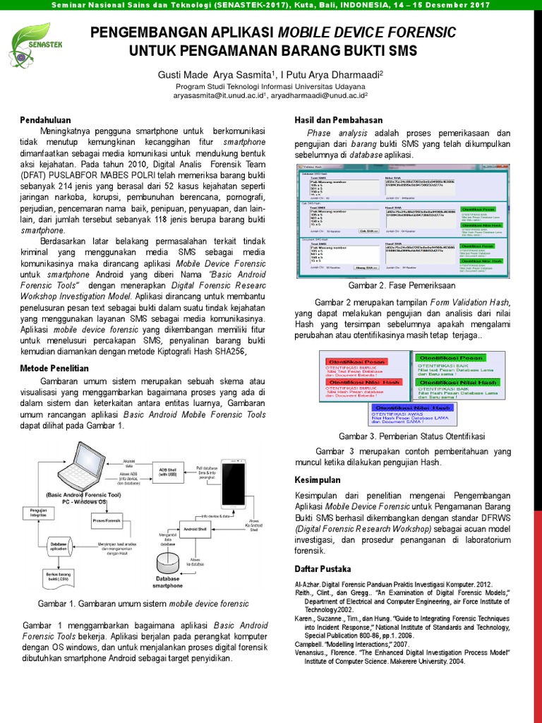 Pengembangan Aplikasi Mobile Device Forensic Untuk Pengamanan Barang Bukti SMS | PDF