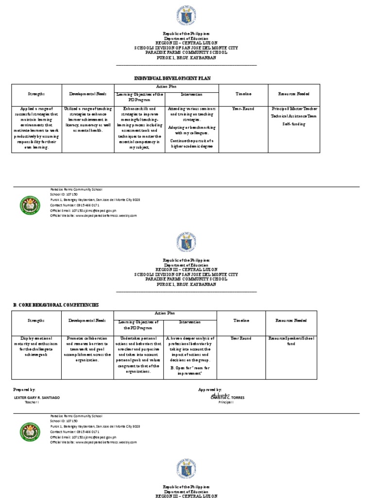 Individual Development Plan Jane Cortez 2023 | PDF | Learning | Psychology