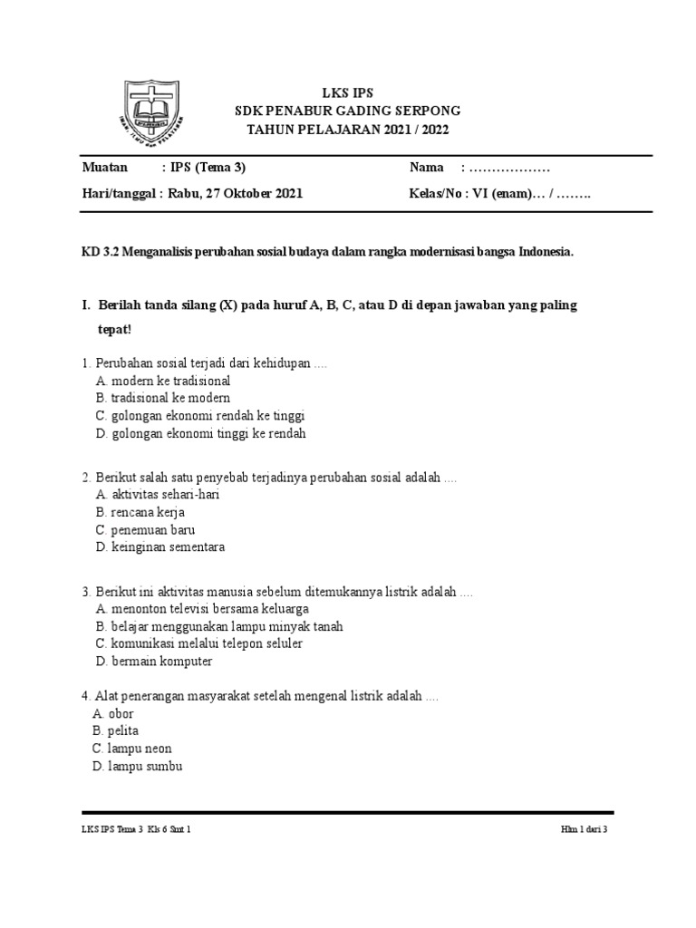 Latihan Soal (2) Ips Tema 3 | PDF