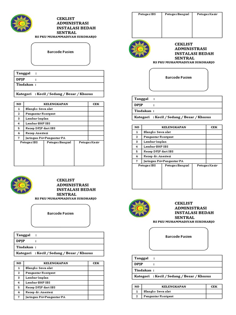 Ceklist Administrasi Ibs | PDF