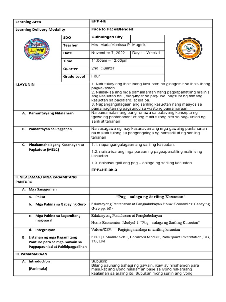 EPP 4 Q2 - HE - Week 1 Day 1 | PDF