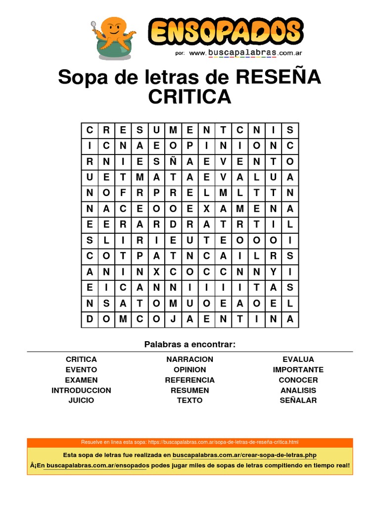 sopa-de-letras-de-reseña-critica | PDF