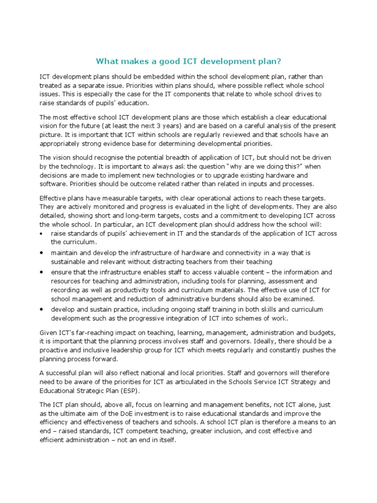 Effective ICT Development Planning | PDF | Educational Technology ...