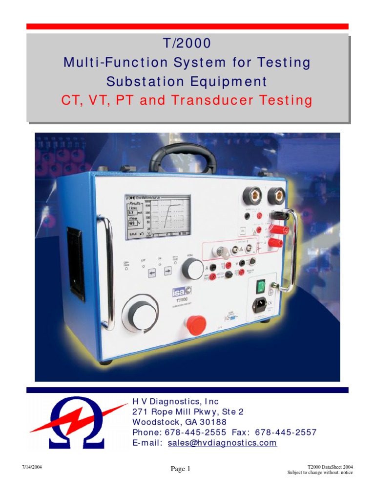 CT, VT, PT and Transducer Testing: T/2000 Multi-Function System For ...