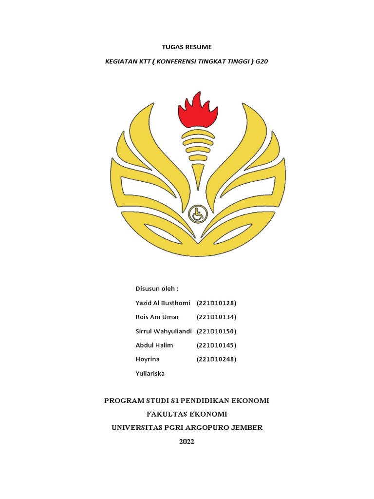 Tugas Resume Kegiatan KTT (Konferensi Tingkat Tinggi) G20 | PDF