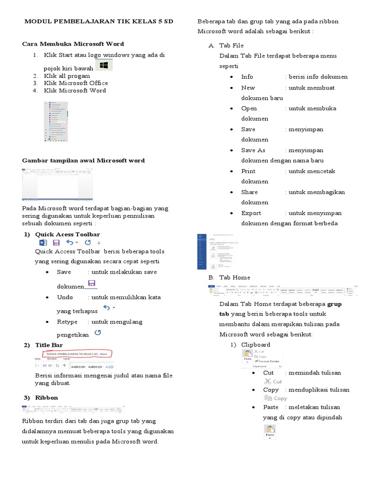 Modul Pembelajaran Tik Kelas 5 SD | PDF